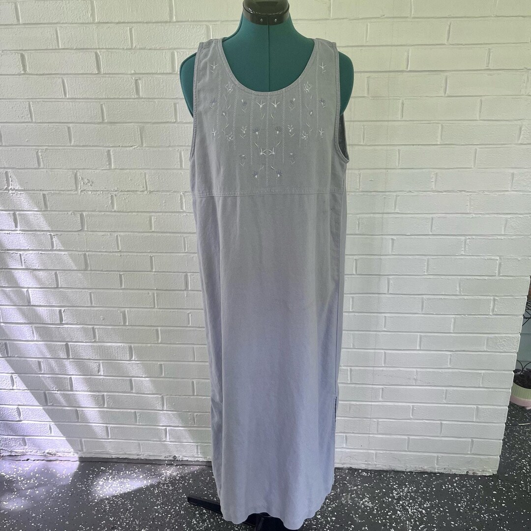 Vintage 90s Light Blue Linen/cotton Tank Dress - Etsy