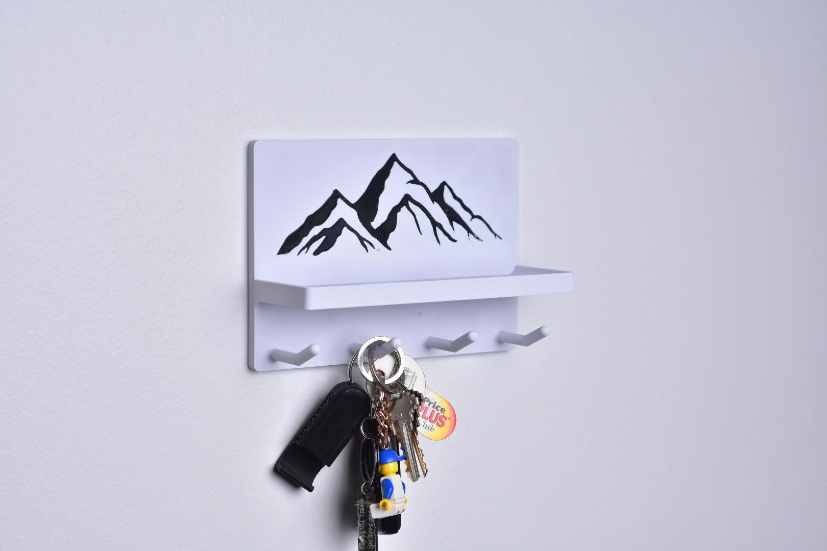 Personalized Mountain Key Holder | Entryway Key Hanger With Shelf ...