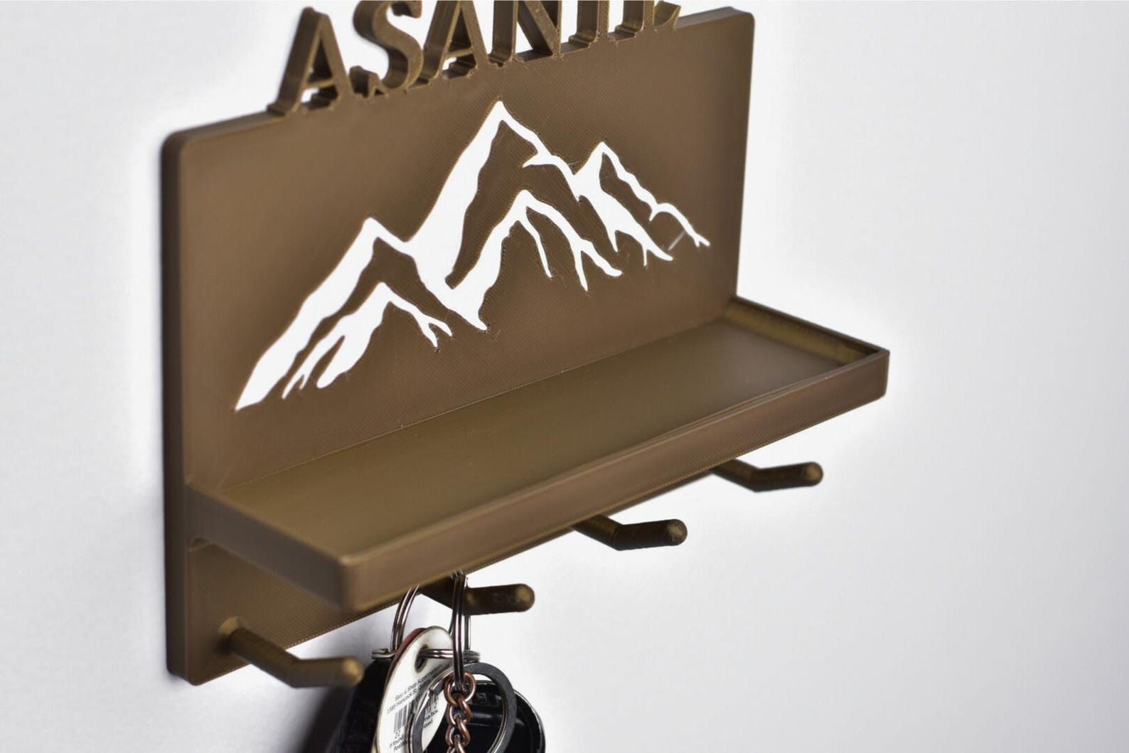 Personalized Mountain Key Holder | Entryway Key Hanger With Shelf ...