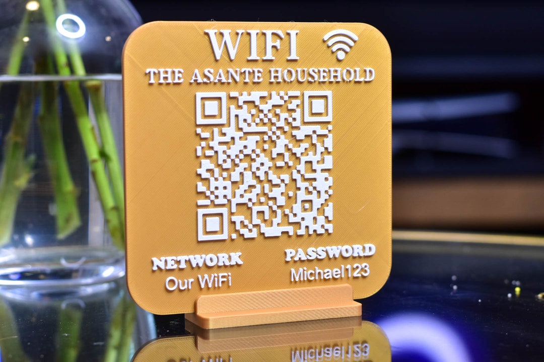 Personalized Wifi Sign, QR Code Wifi Sign With Base, Airbnb Host ...