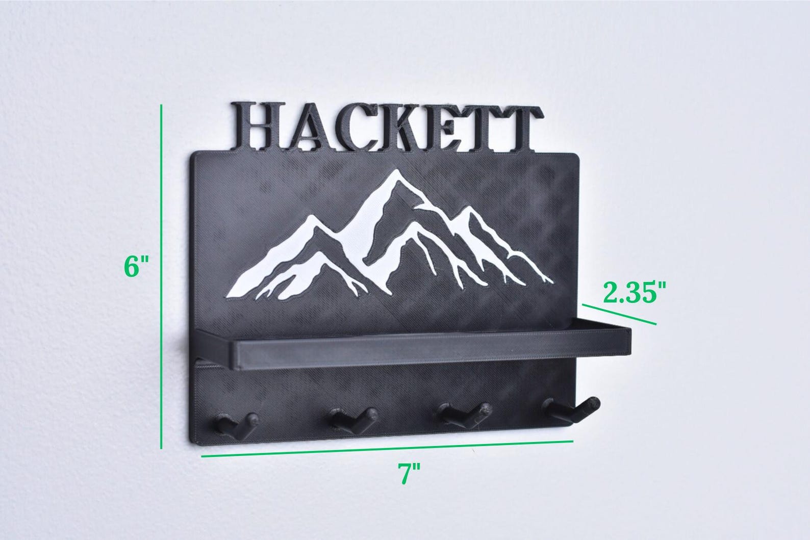 Personalized Mountain Key Holder | Entryway Key Hanger With Shelf ...