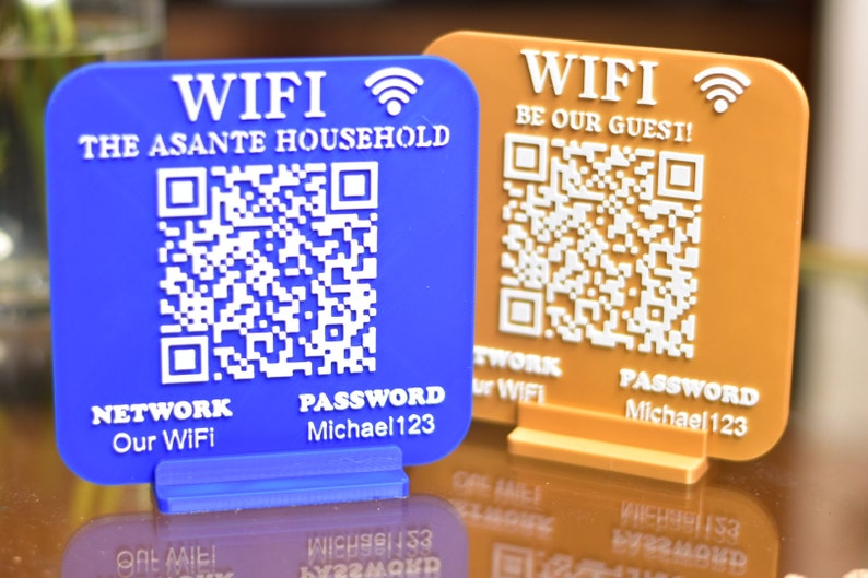 Personalized Wifi Sign, QR Code Wifi Sign With Base, Airbnb Host ...