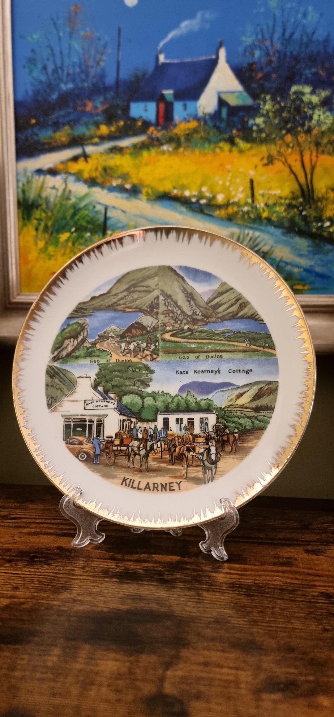 A Gilt Edge Ceramic Irish Souvenir Plate Featuring Killarney, Co. Kerry ...