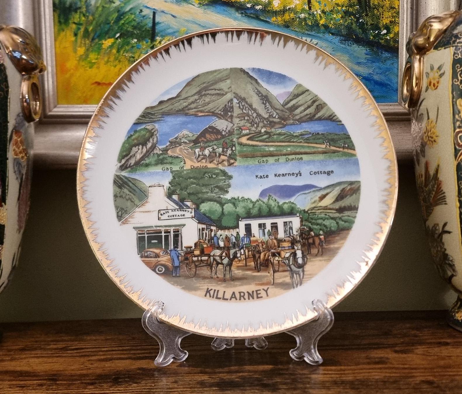 A Gilt Edge Ceramic Irish Souvenir Plate Featuring Killarney, Co. Kerry ...