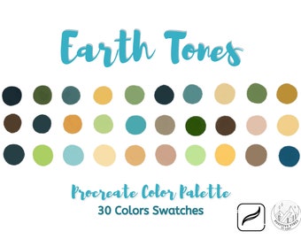 PROCREATE Color Palette CHARLESTON WATERCOLOR 30 Color Swatches Instant ...