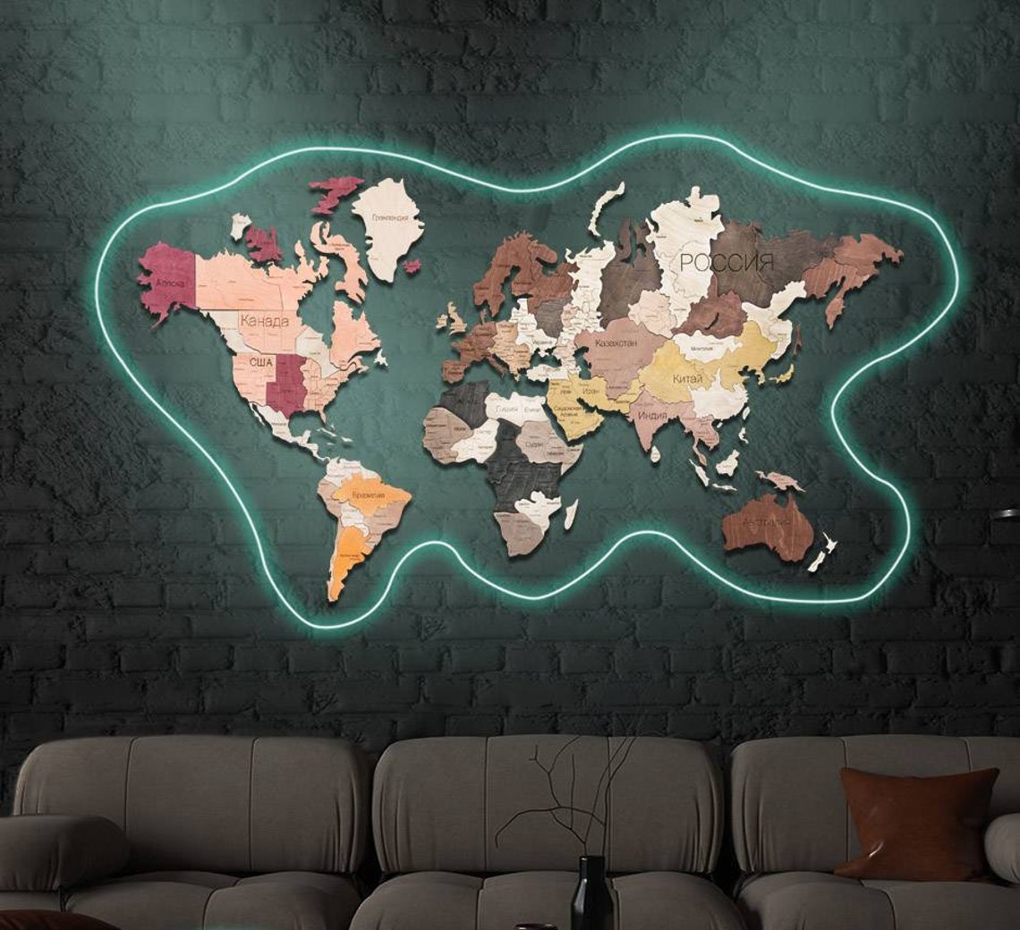 3d Wooden World Map. Large Wall Art. Personalized Gifts. Wall - Etsy