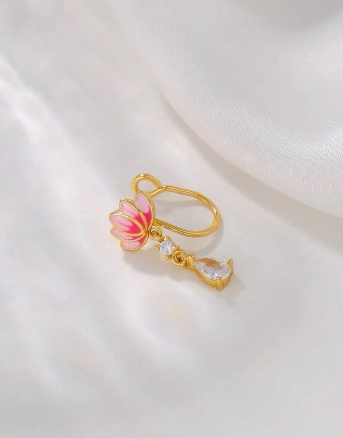 Pink Lotus Flower Wire Nose Cuff - Etsy