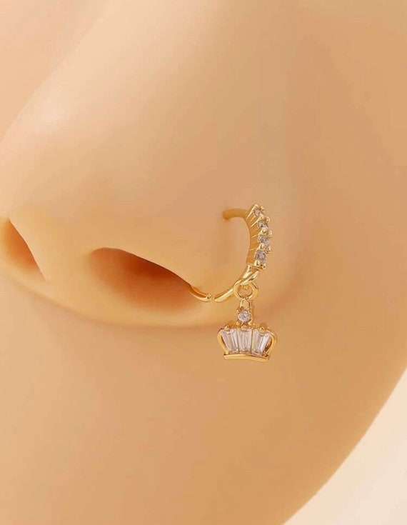 Gold Rhinestone crown Nose Ring - Etsy