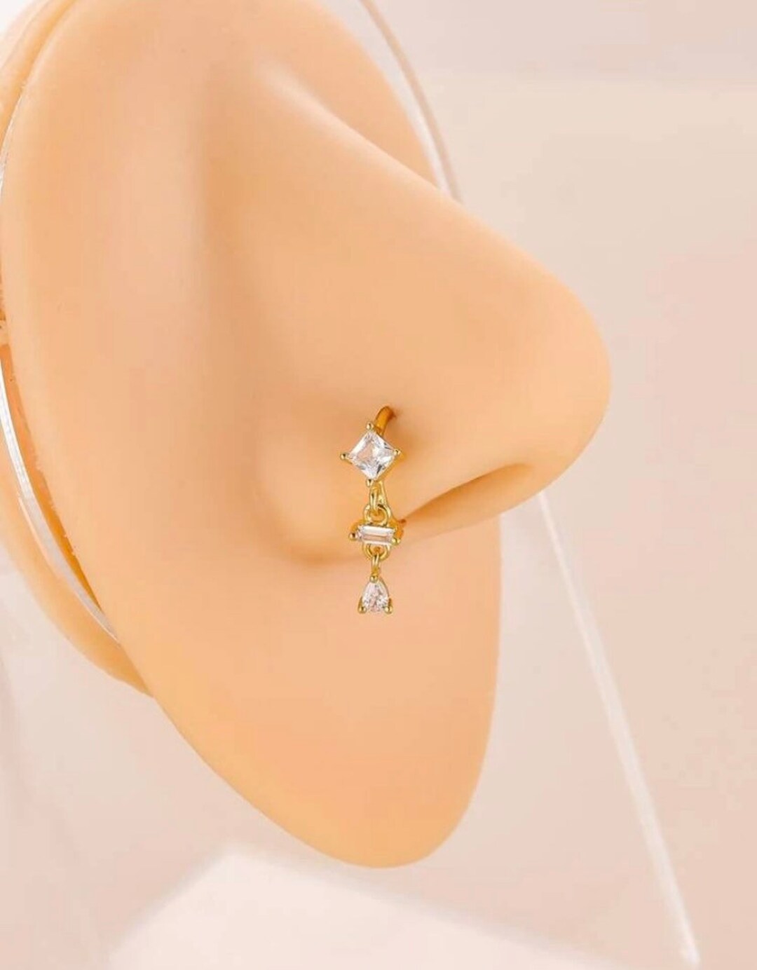 Gold Rhinestone Drop Nose Ring - Etsy