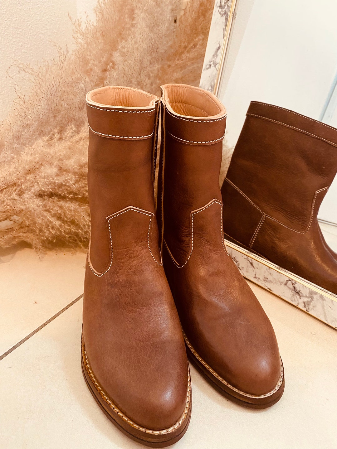 100% Handmade Real Leather Boot - Etsy