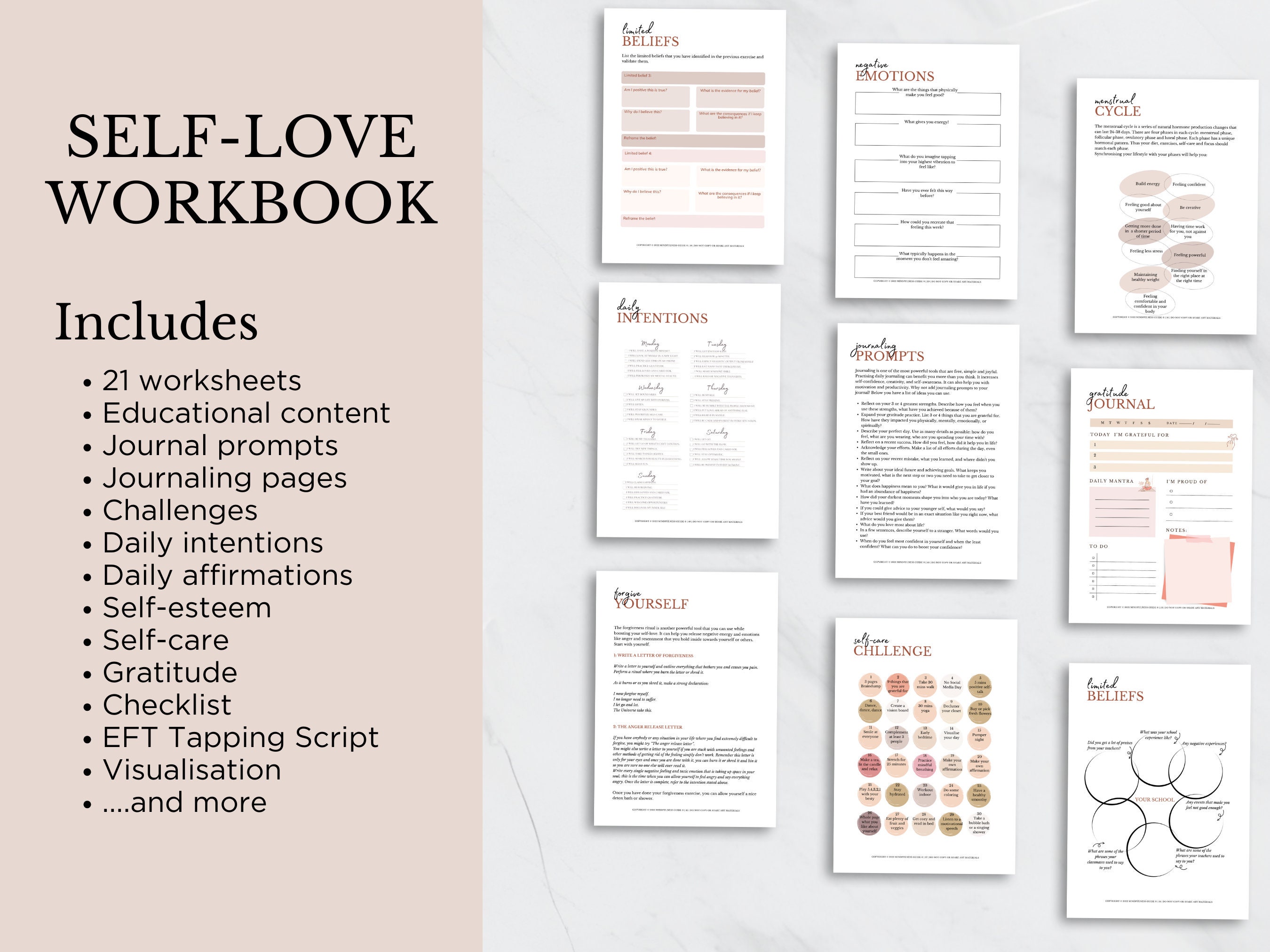 Self-love Workbook Self Care Planner Editable Canva Workbook Editable ...
