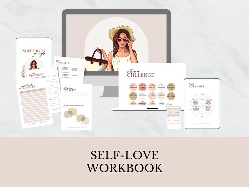 Self-love Workbook Self Care Planner Editable Canva Workbook Editable ...