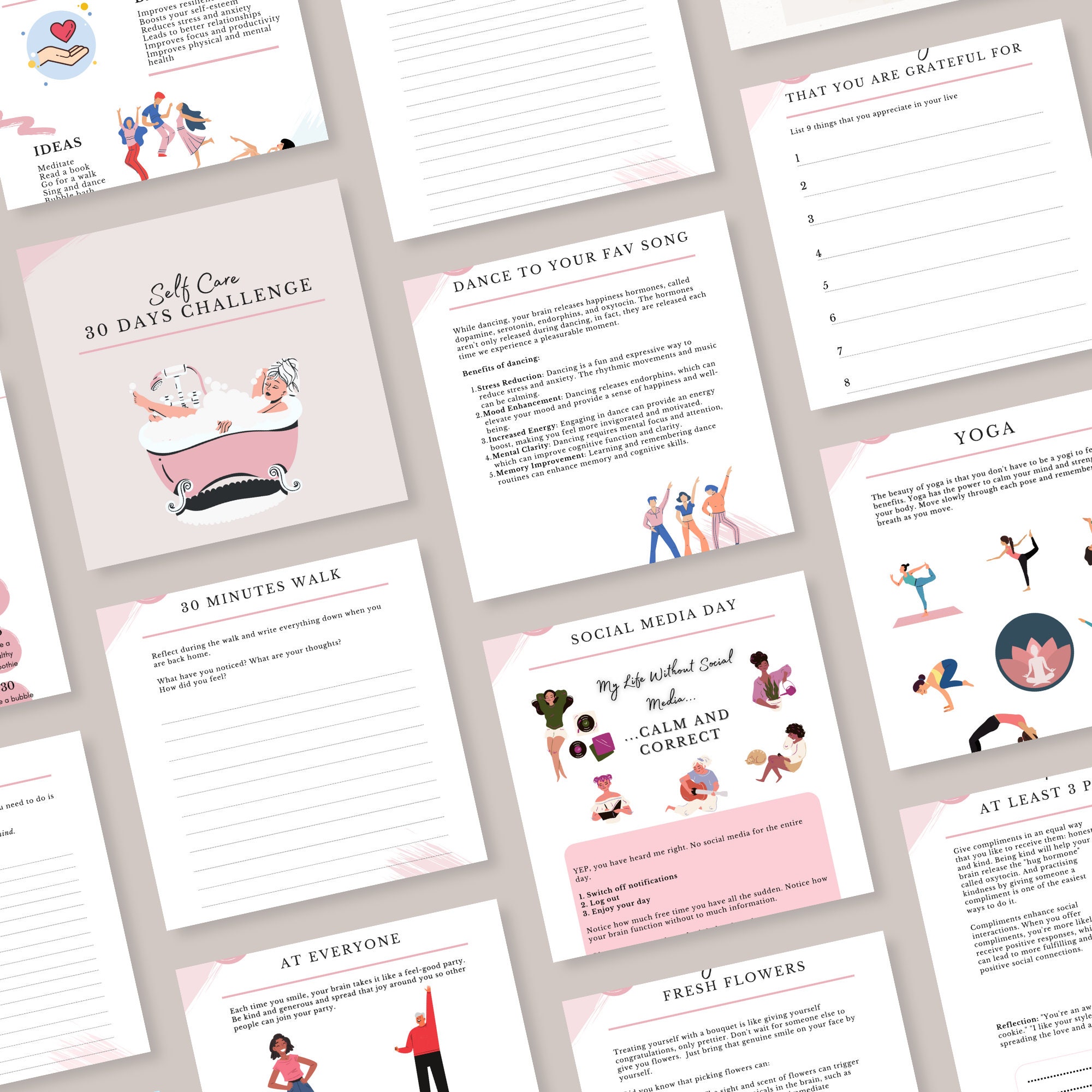 30 Days Self-care Challenge Self Care Journal Self Care Worksheets Self ...