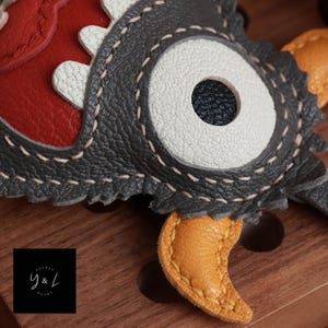 Leather Monster Charm, Handmade Monster Bag Charm, Cute Monster Leather ...
