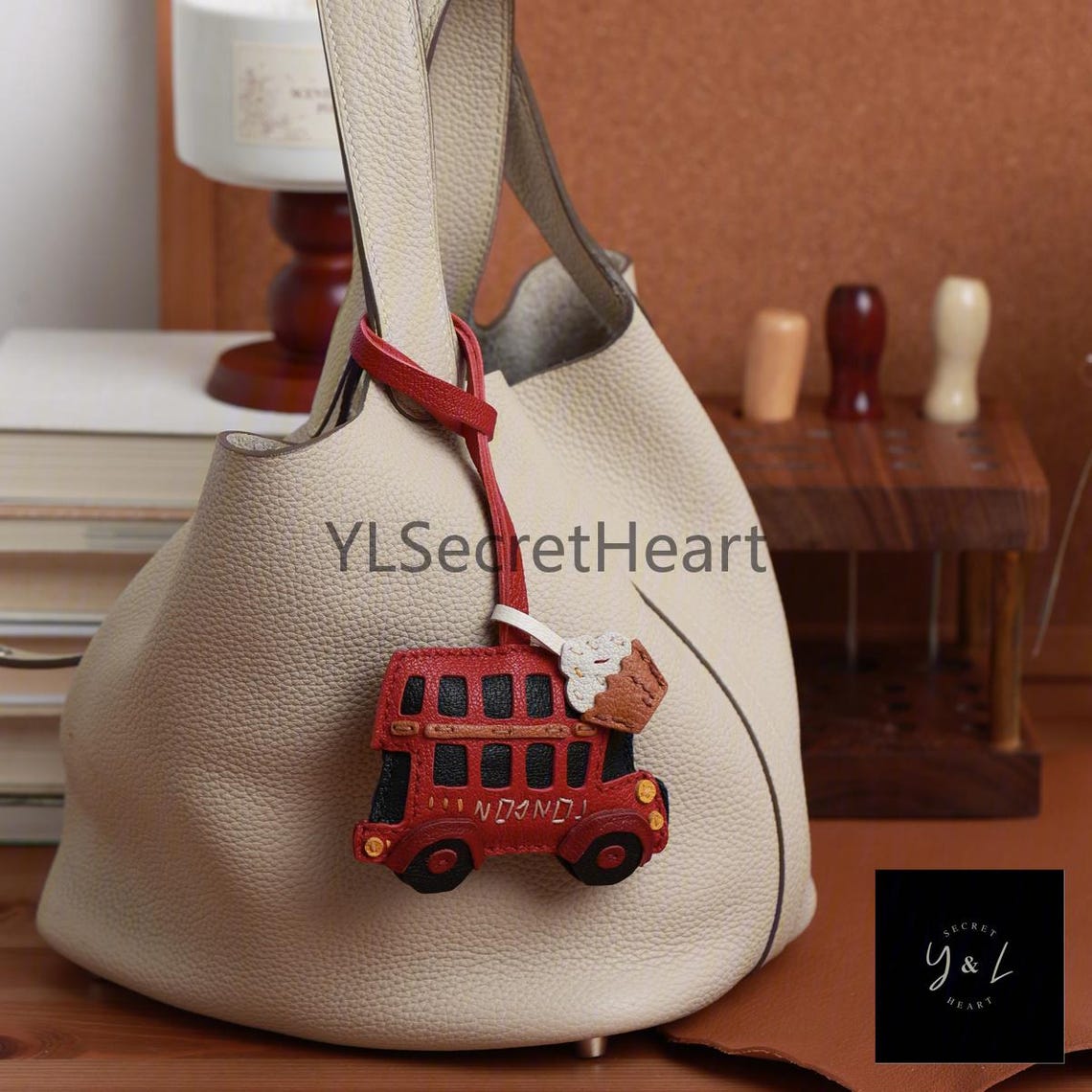 Small Bus Leather Charm, Handmade Leather London Bus Bag Charm, Leather ...