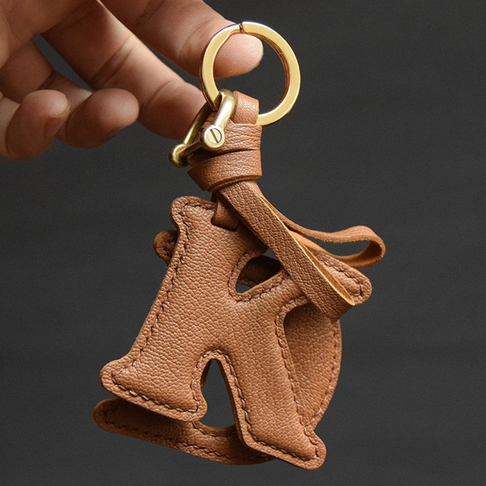 Leather Name Keyring Alphabet Bag Charm Personalized Leather - Etsy ...