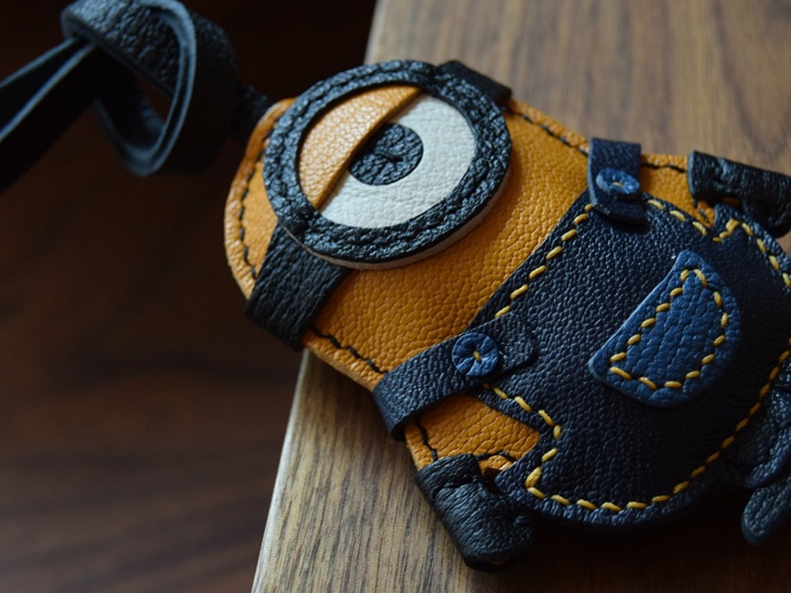 Leather Minion Charm Handmade Minion Charm Cute Minion - Etsy