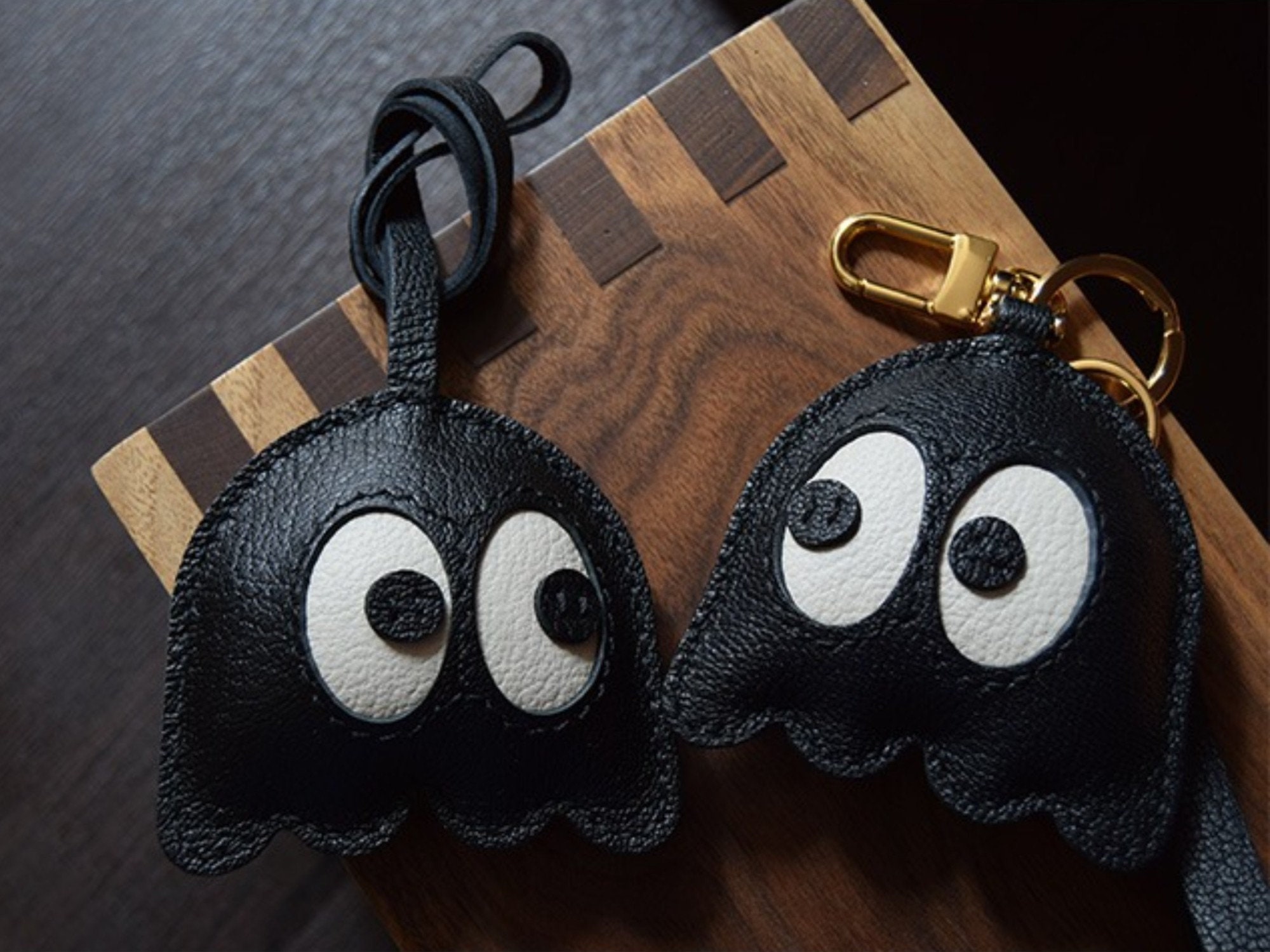 Leather Pac-man Bag Charm Handmade Ghost Charm Cute Ghost - Etsy