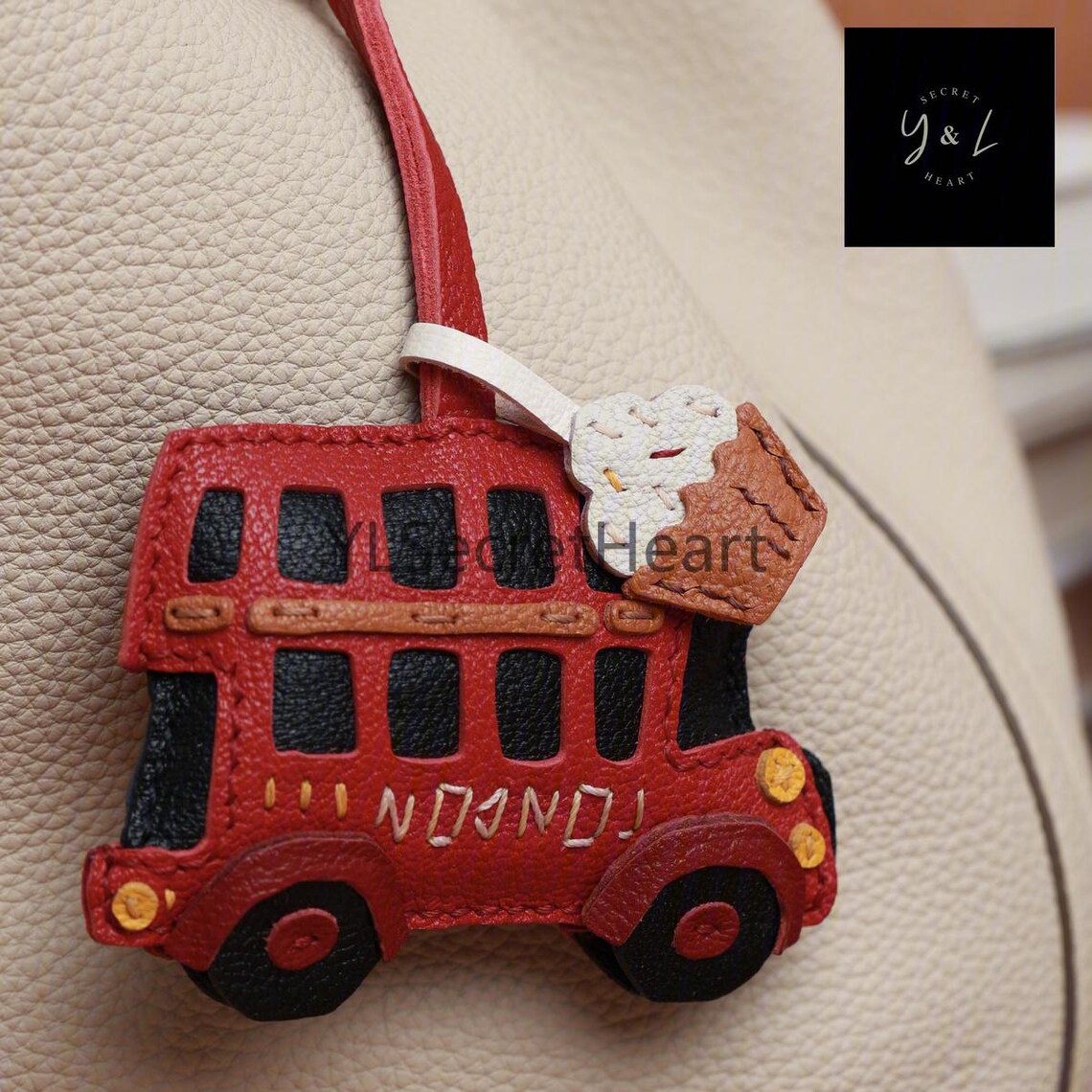 Small Bus Leather Charm, Handmade Leather London Bus Bag Charm, Leather ...