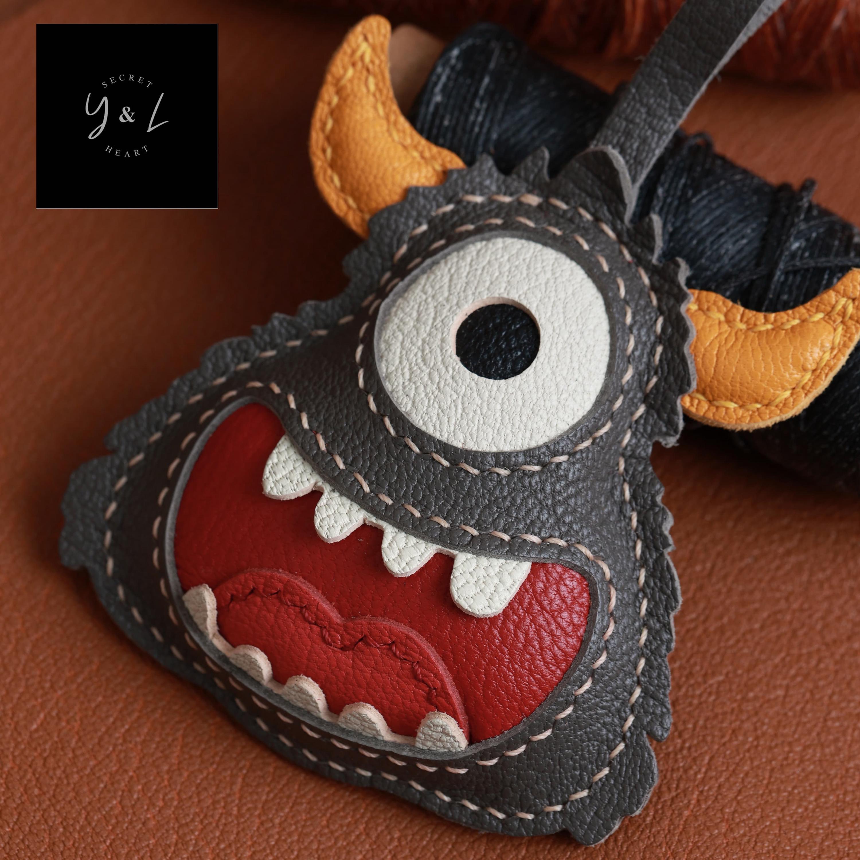 Leather Monster Charm, Handmade Monster Bag Charm, Cute Monster Leather ...