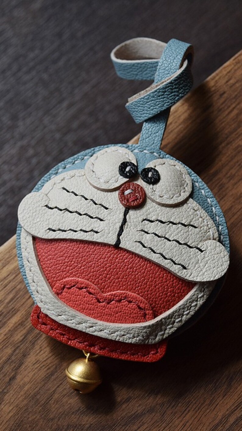 Leather Doraemon Bag Charm Handmade Doraemon Charm Cute - Etsy