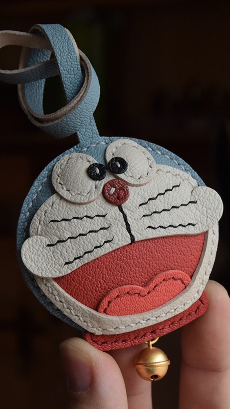 Leather Doraemon Bag Charm Handmade Doraemon Charm Cute - Etsy
