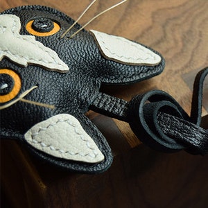 Leather Cat Charm, Handmade Leather Cat Bag Charm, Leather Handbag and ...