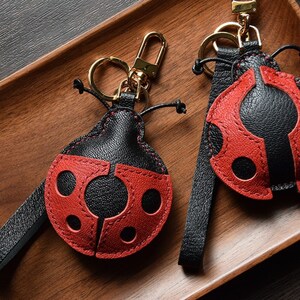 Leather Ladybug Charm, Handmade Leather Bag Charm, Leather Handbag and ...