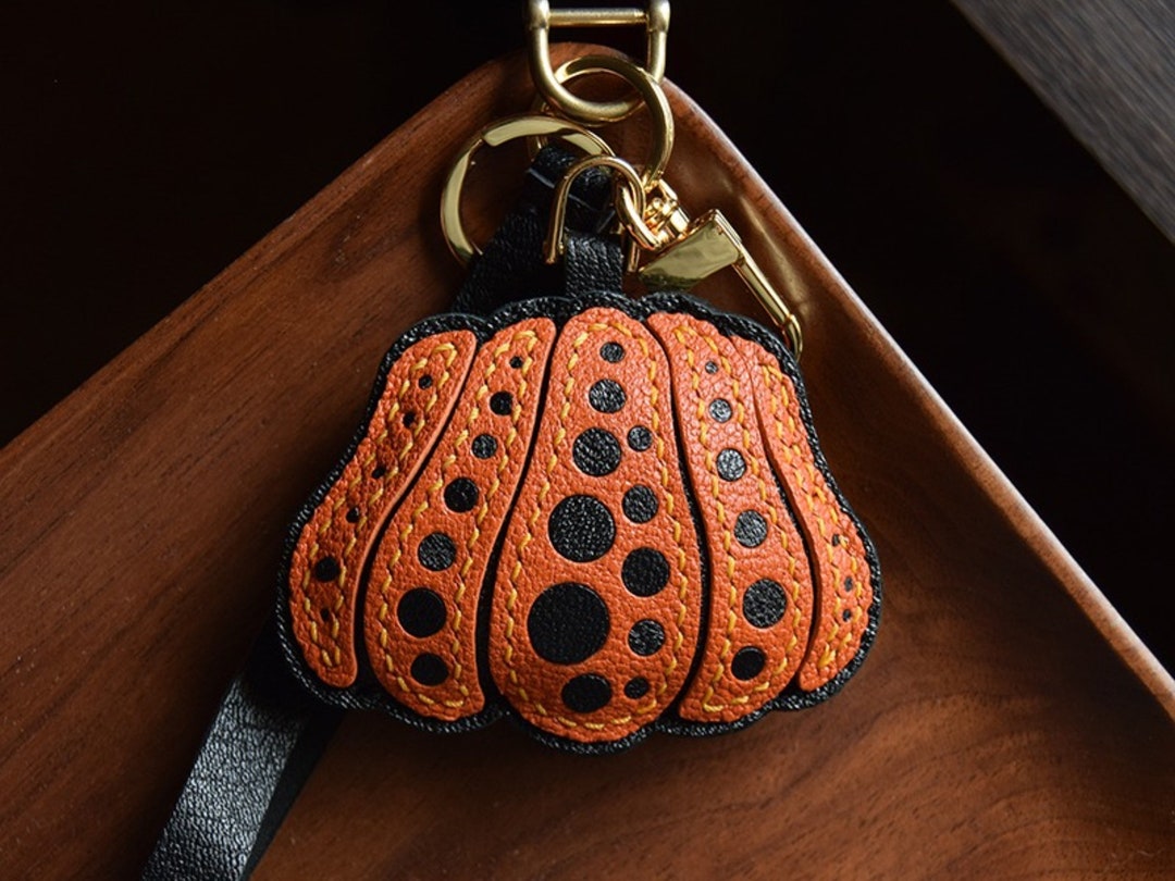 Leather Pumpkin Charm, Handmade Leather Bag Charm, Cute Leather Handbag ...