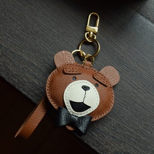 Leather Teddy Bear Charm, Handmade Teddy Bear Bag Charm, Cute Bear ...