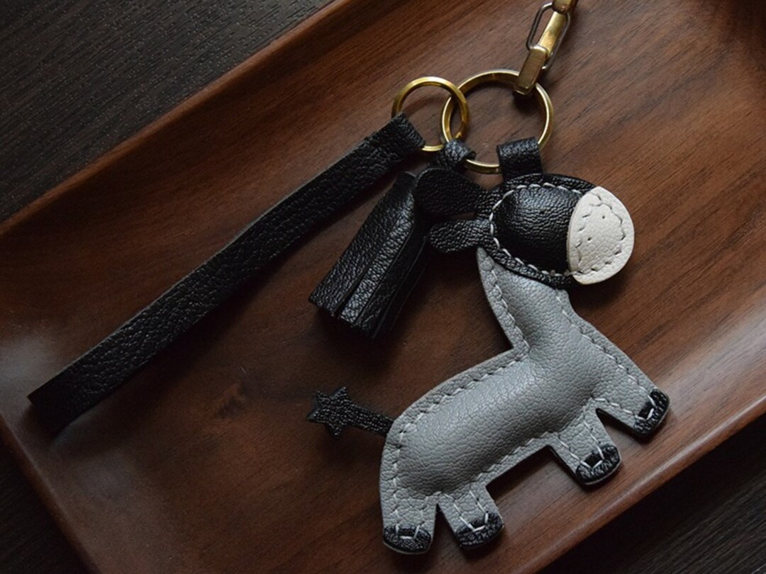 Leather Donkey Charm, Handmade Leather Bag Charm, Leather Handbag and ...