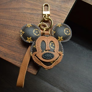 Leather Mickey Charm, Handmade Leather Mickey Bag Charm, Leather ...