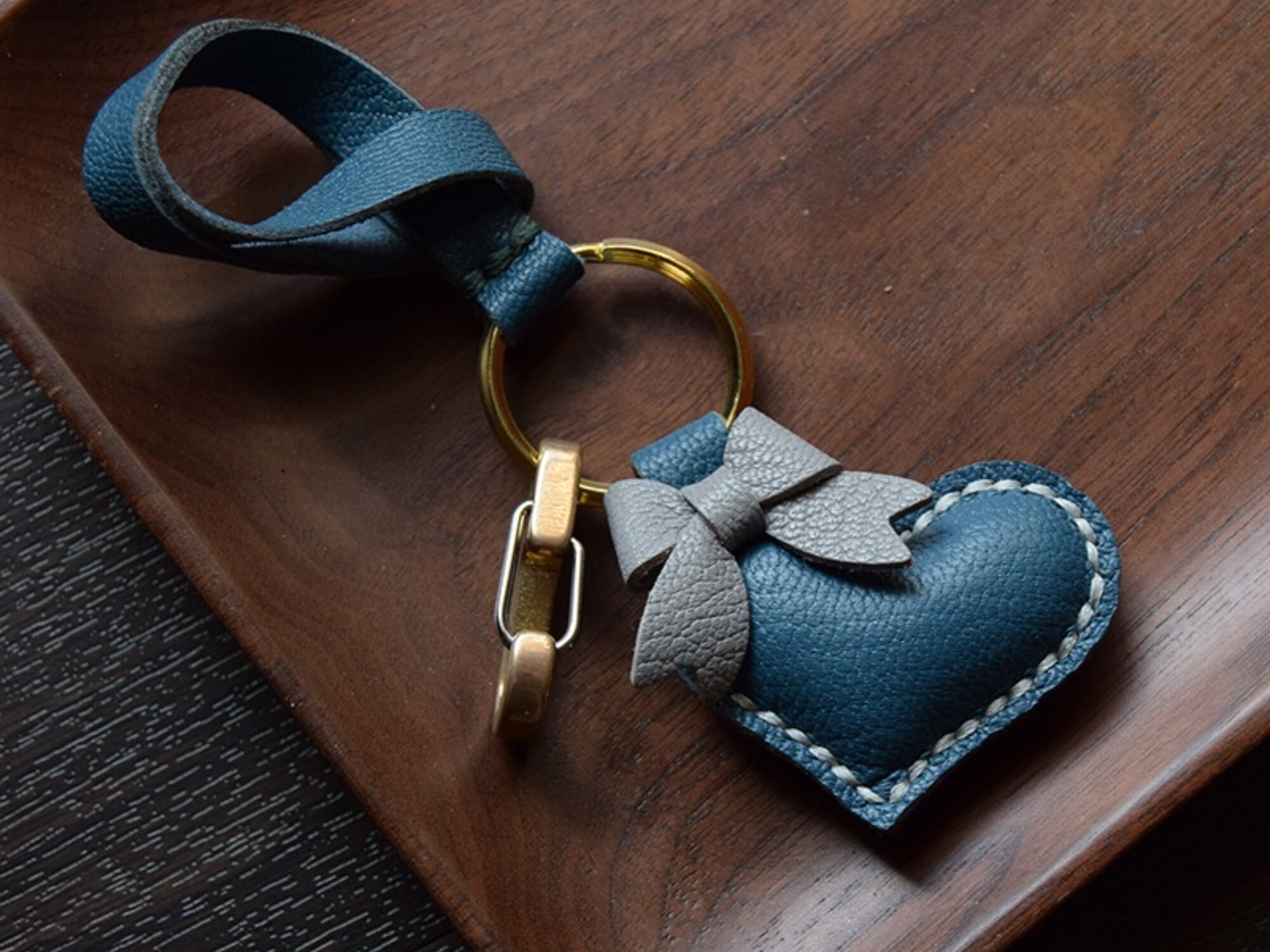 Leather Heart Bag Charm, Handmade Heart Car Charm, Cute Heart Leather ...