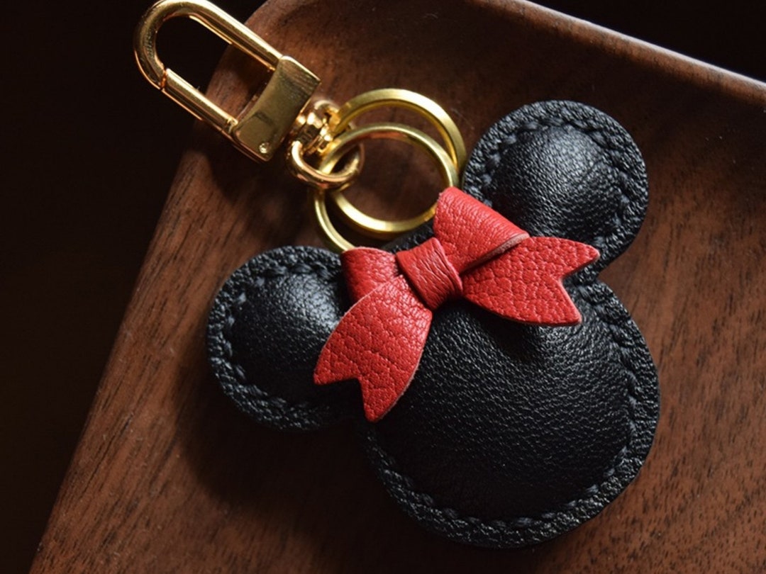Leather Mickey Charm, Handmade Leather Mickey Bag Charm, Leather ...