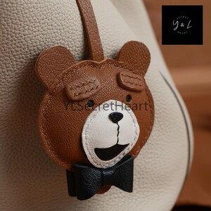 Leather Teddy Bear Charm, Handmade Teddy Bear Bag Charm, Cute Bear ...