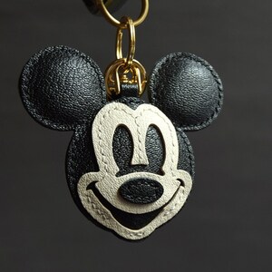 Leather Mickey Charm, Handmade Leather Mickey Bag Charm, Leather ...