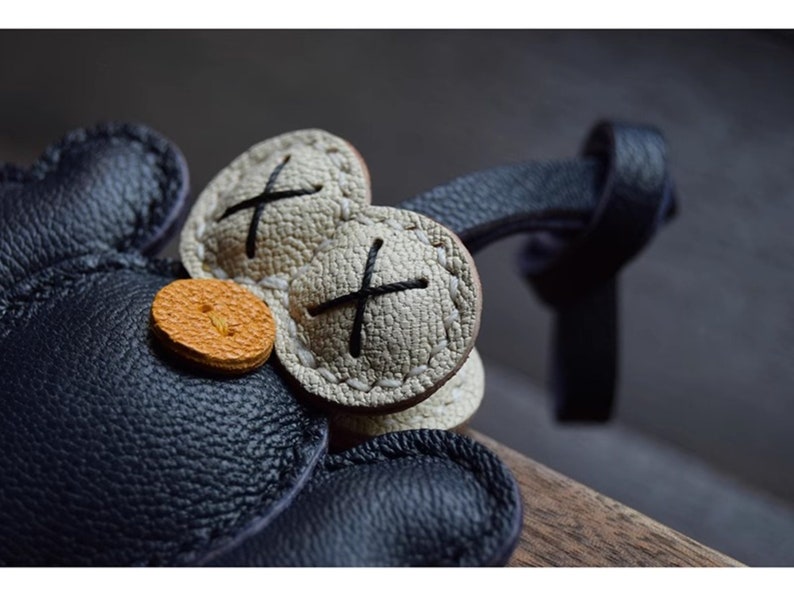 Leather Kaws Charm Handmade Kaws Bag Charm Cute Kaws Leather - Etsy
