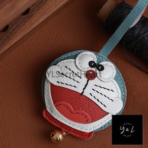 Leather Doraemon Bag Charm, Handmade Doraemon Charm, Cute Doraemon ...