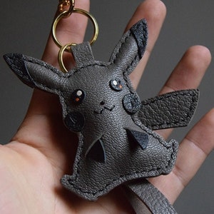 Leather Black Pikachu Charm, Leather Bag Charm, Leather Handbag and ...