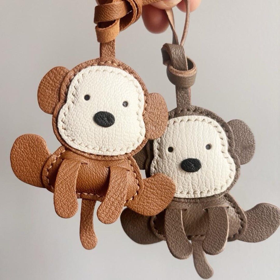 Leather Monkey Charm, Handmade Monkey Leather Bag Charm, Leather ...