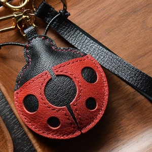 Leather Ladybug Charm, Handmade Leather Bag Charm, Leather Handbag and ...