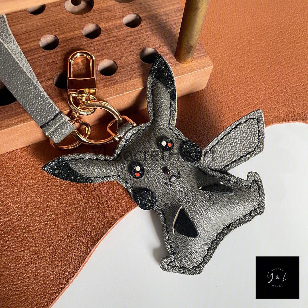 Leather Black Pikachu Charm, Leather Bag Charm, Leather Handbag and ...