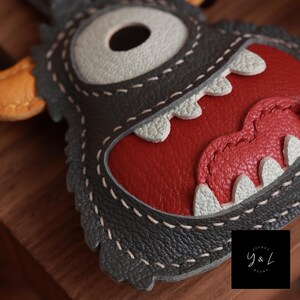 Leather Monster Charm, Handmade Monster Bag Charm, Cute Monster Leather ...