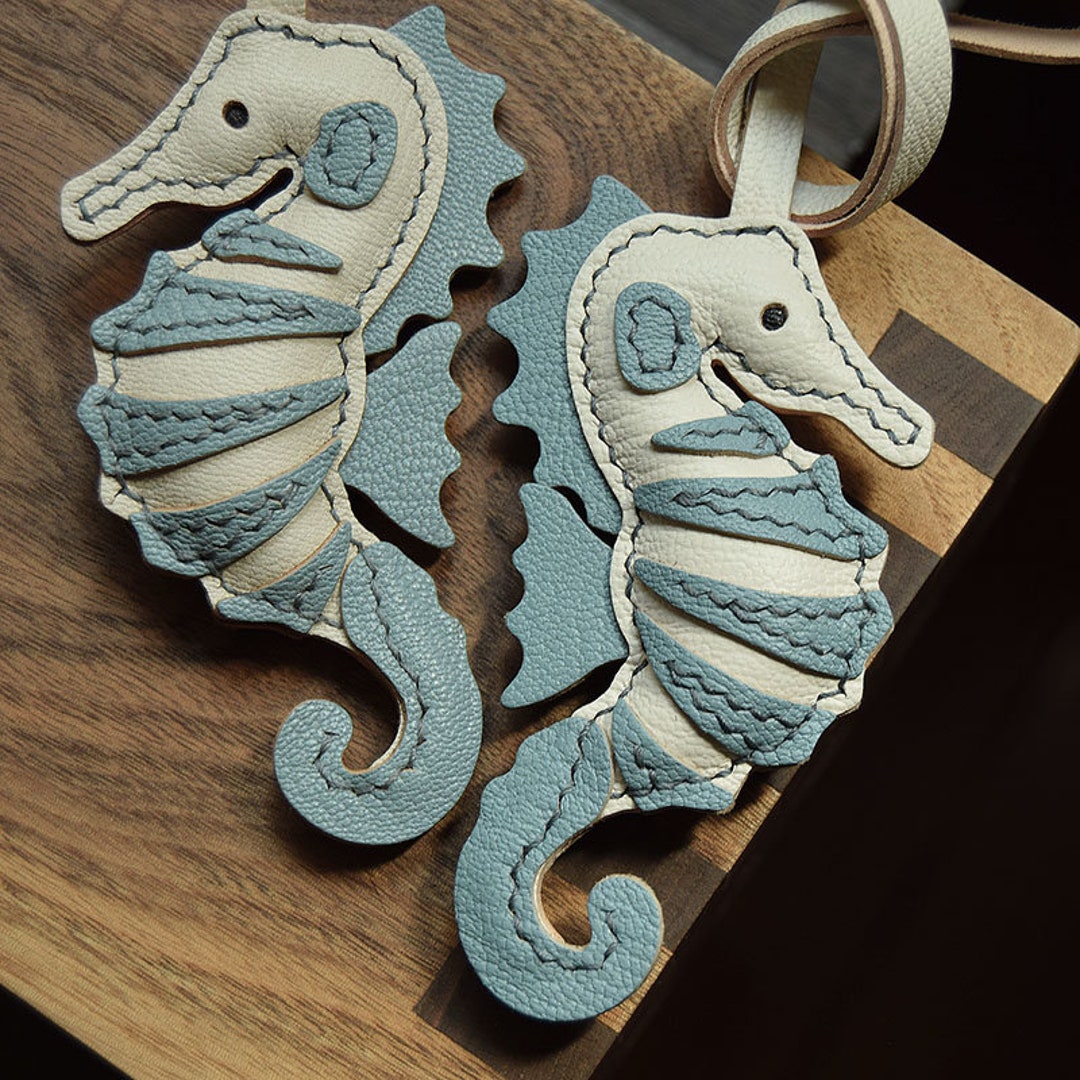 Leather Seahorse Charm, Handmade Leather Seahorse Bag Charm, Leather ...