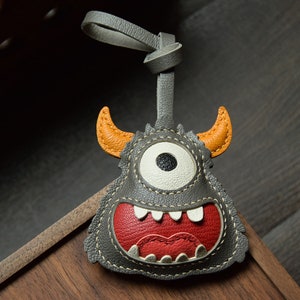 Leather Monster Charm, Handmade Monster Bag Charm, Cute Monster Leather ...
