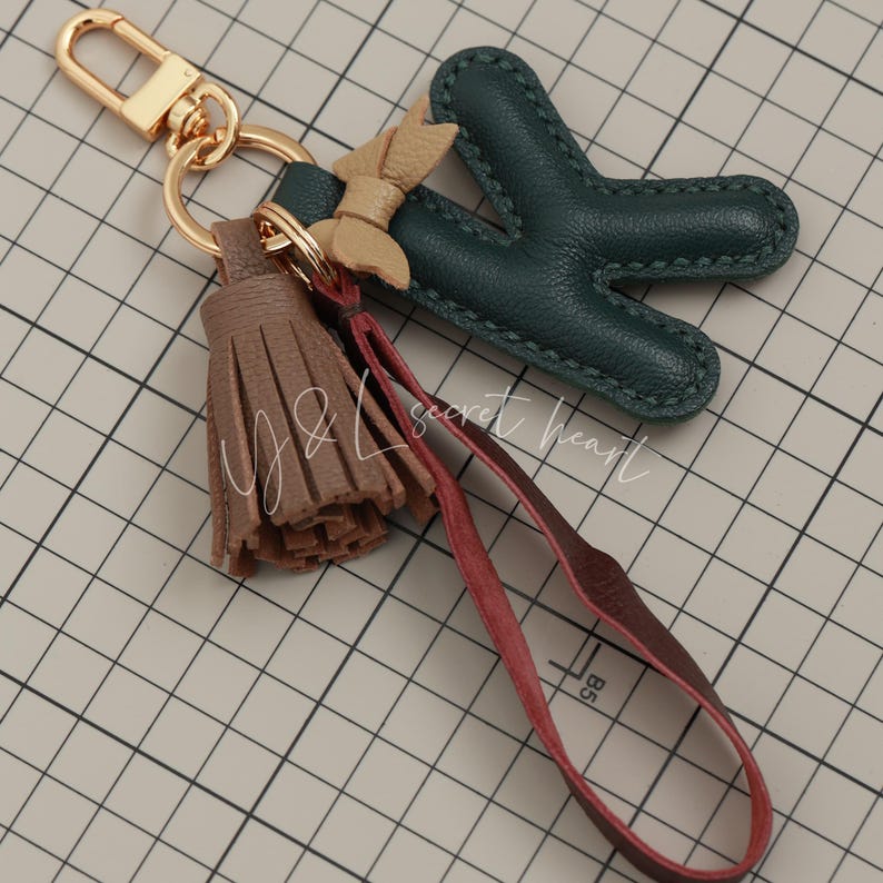 Leather Name Keyring, Alphabet Bag Charm, Personalized Leather Keychain ...