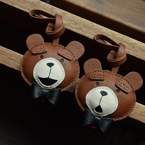 Leather Teddy Bear Charm, Handmade Teddy Bear Bag Charm, Cute Bear ...