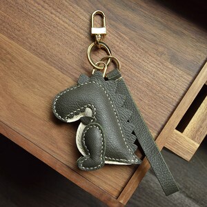 Leather Little Dinosaur Charm, Handmade Leather Dino Bag Charm, Leather ...