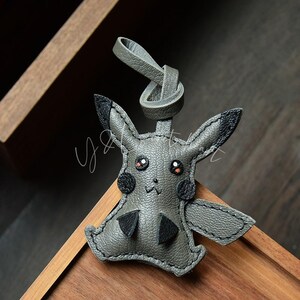 Leather Black Pikachu Charm, Leather Bag Charm, Leather Handbag and ...