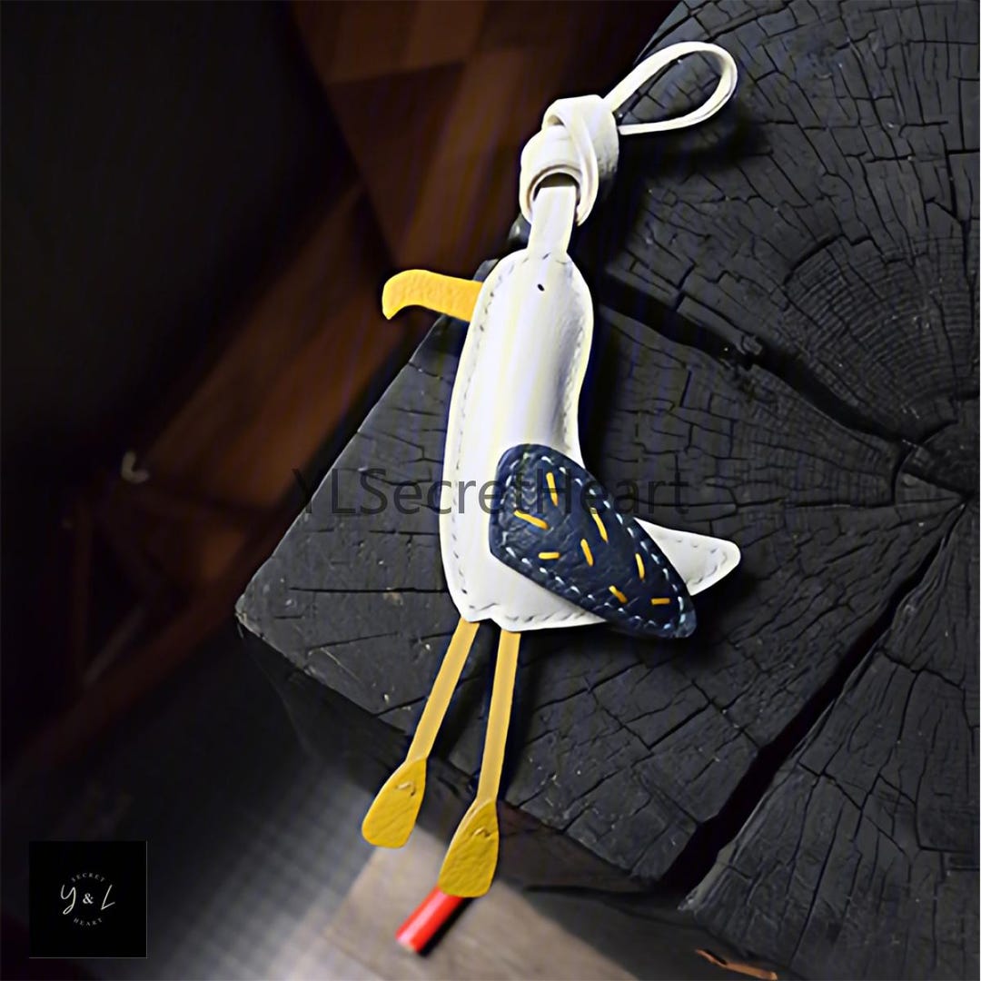 Handmade Leather Seagull Bag Charm, Cute Seagull Keychain Charm ...